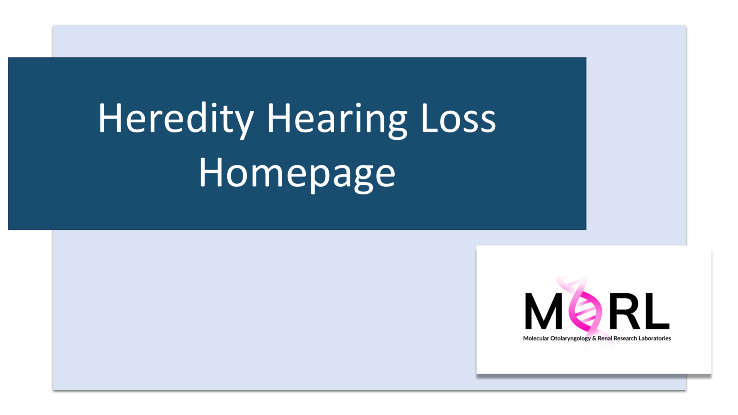MORL-Developed Hearing Loss-Related Resources: | Molecular ...